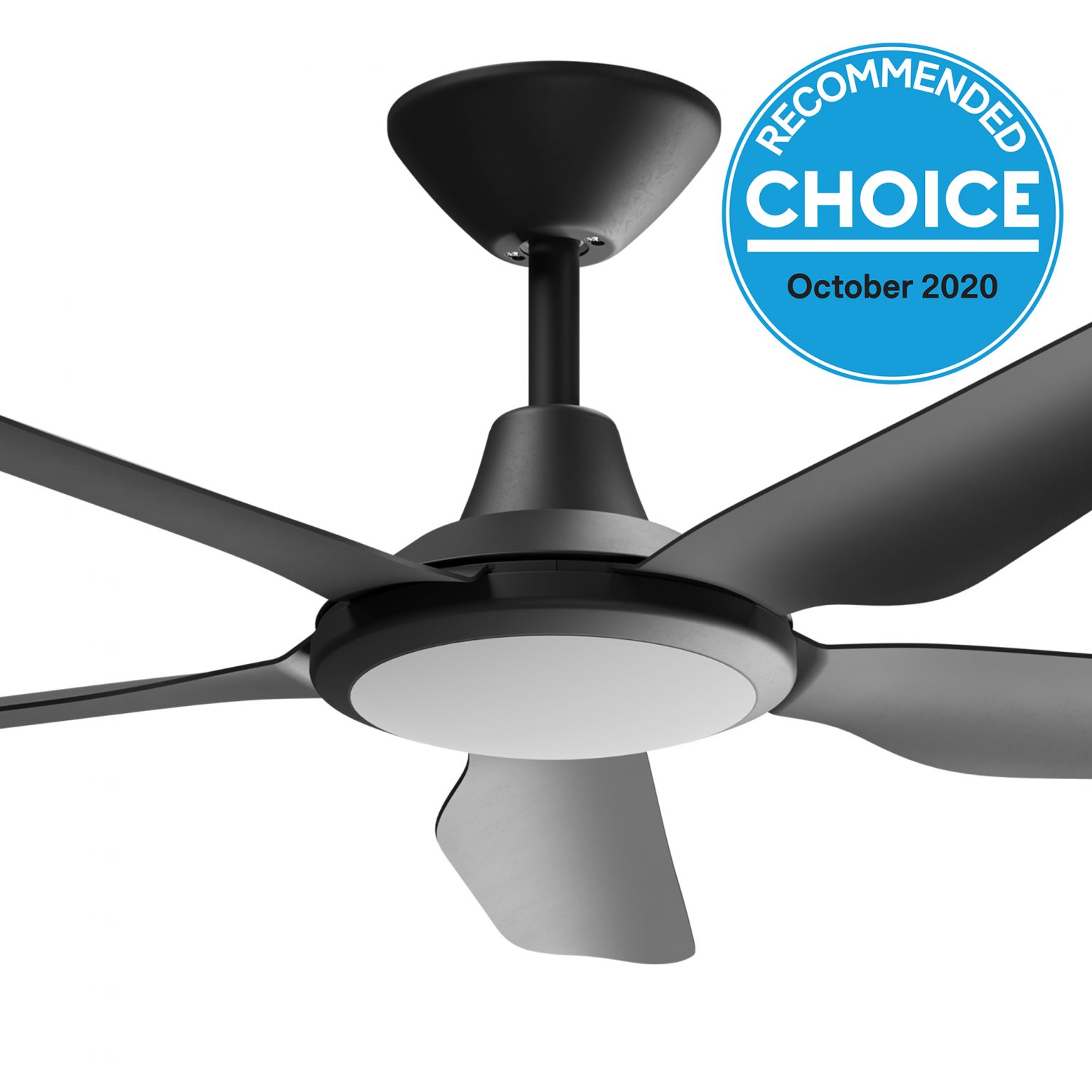 Storm 48" DC Ceiling Fan Black with LED Light - Harvey Norman Lighting