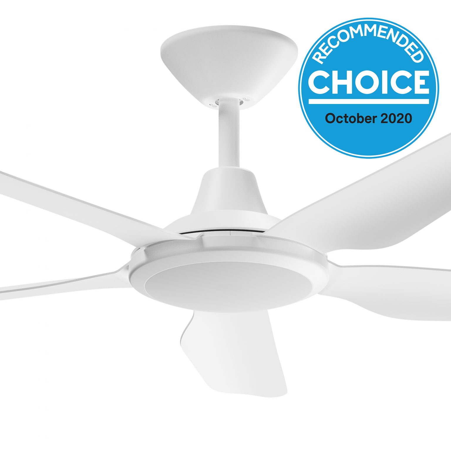 Storm 48" DC Ceiling Fan White with LED Light - Harvey Norman Lighting
