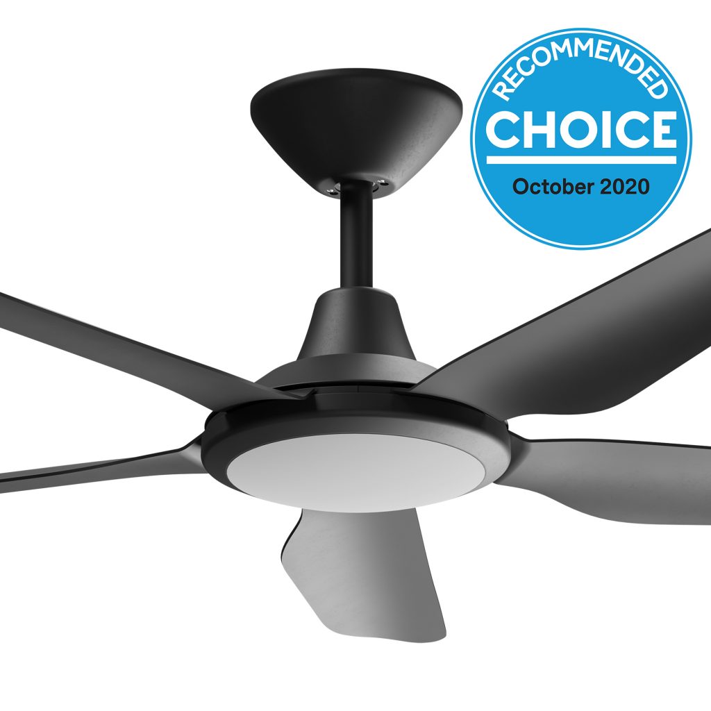 Storm 52" DC Ceiling Fan Black with LED Light - Harvey Norman Lighting