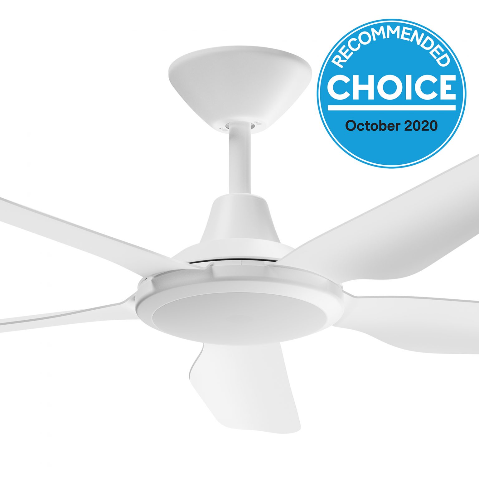 Storm 52" DC Ceiling Fan White with LED Light - Harvey Norman Lighting