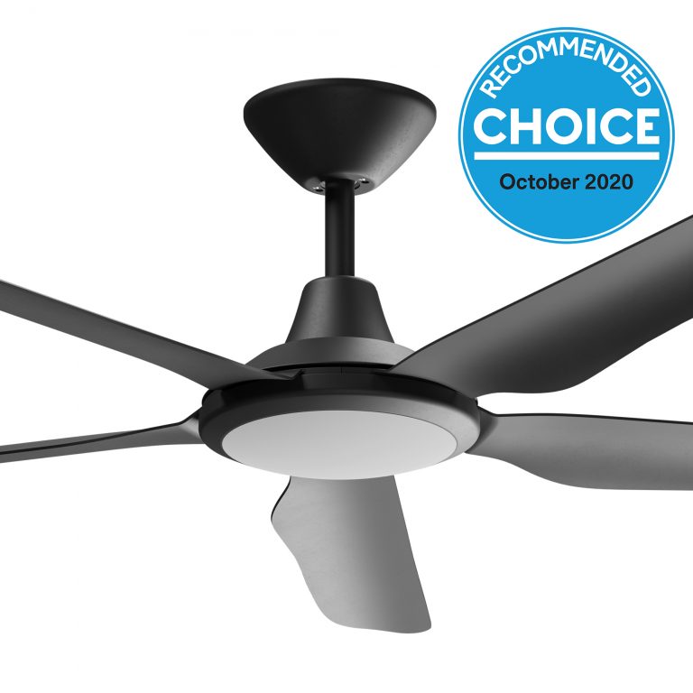 Storm 56" DC Ceiling Fan Black with LED Light - Harvey Norman Lighting