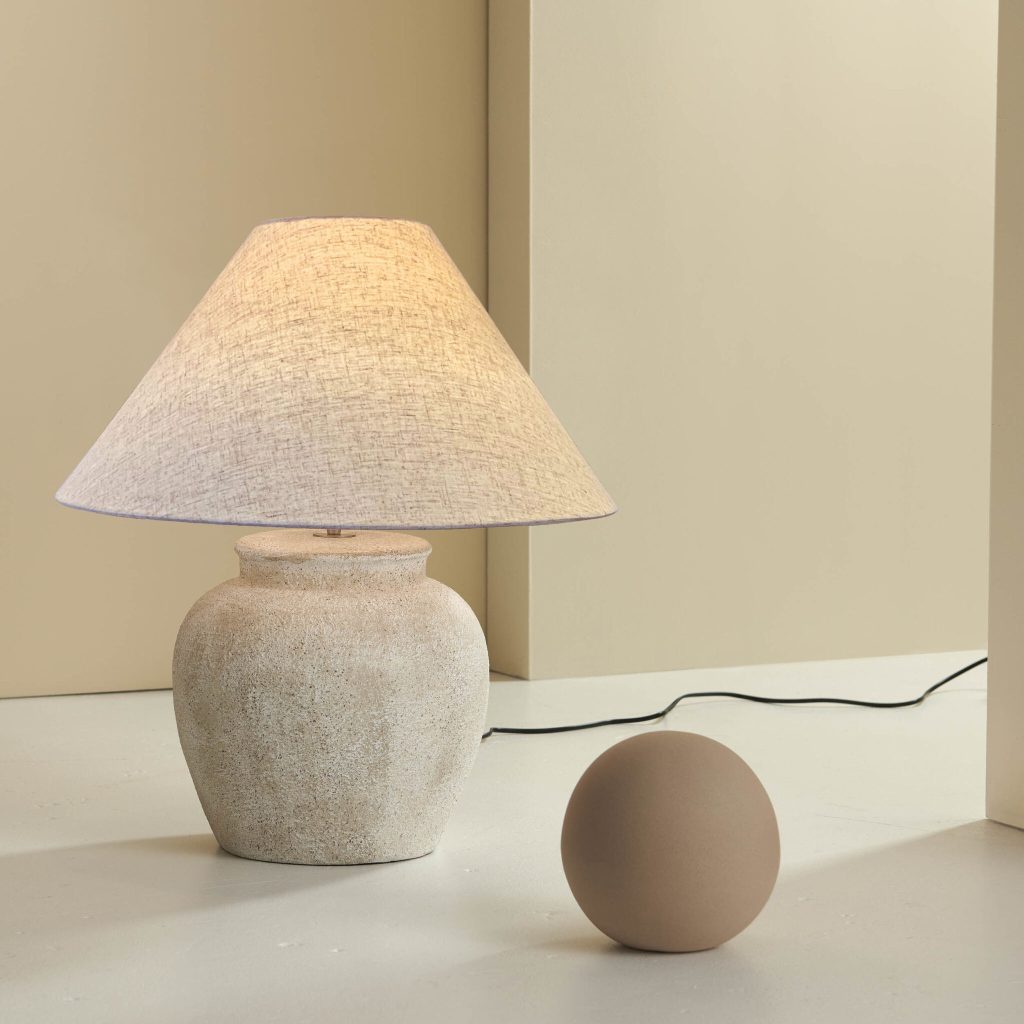 Esme Ceramic Table Lamp Stone - Harvey Norman Lighting
