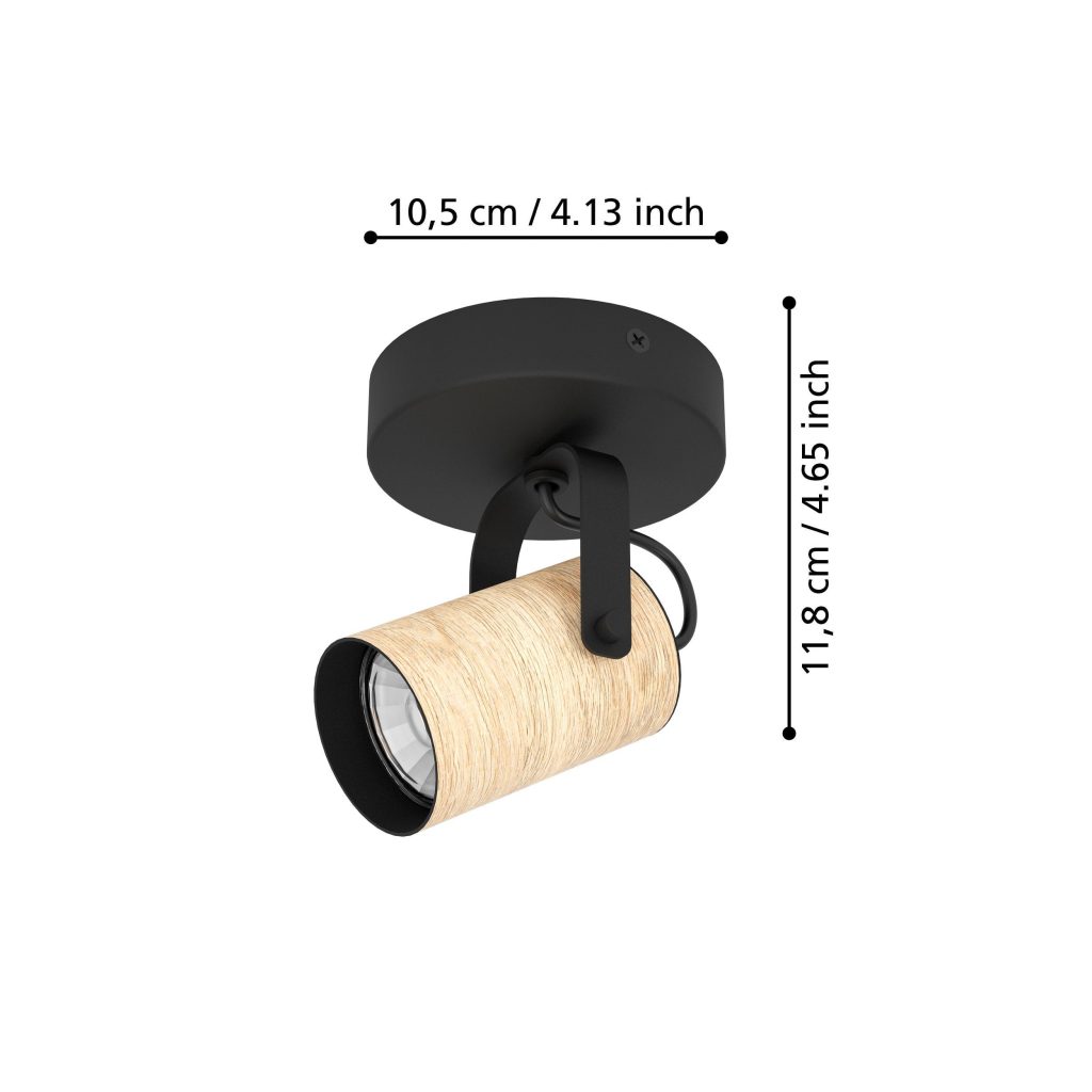 Cayuca 1LT Spotlight Black & Wood - Harvey Norman Lighting